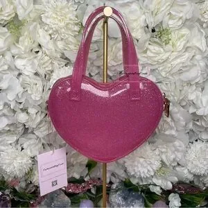 Hand Crafted | Bags | Glitter Jelly Heart Crossbody Bag Purse Hot Pink ...
